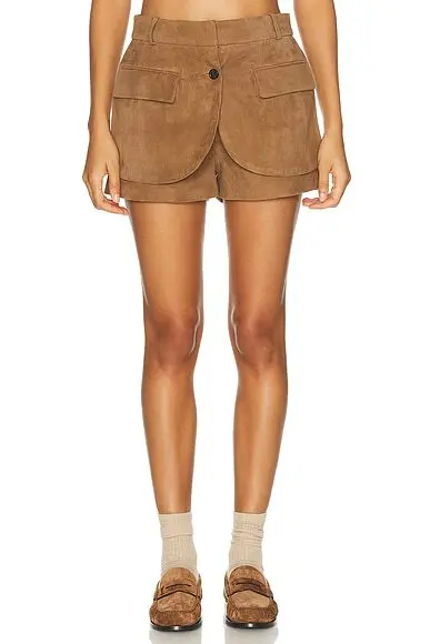Monse Deconstructed Suede Shorts