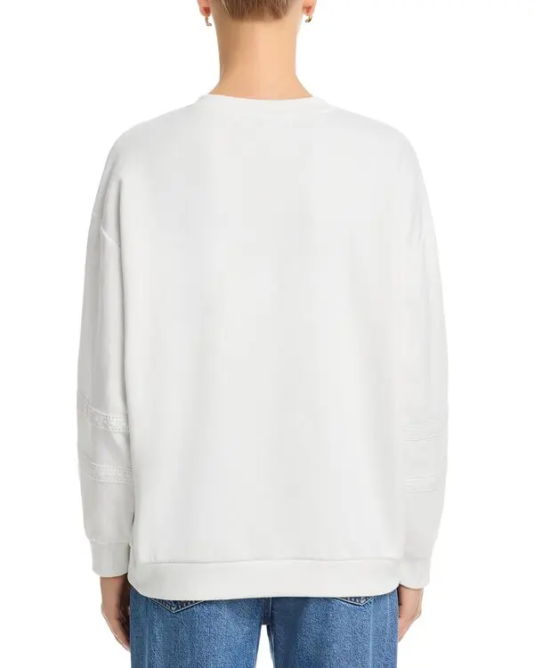 Vintage Havana Floral Applique Crewneck Sweatshirt - White