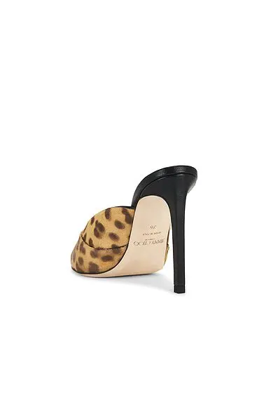 JIMMY CHOO Brigitte Leopard Print Pony 100 Mule - Natural