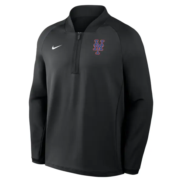 Nike New York Mets Authentic Collection Dri-fit Mlb 1/2-zip Long-sleeve Top - Black