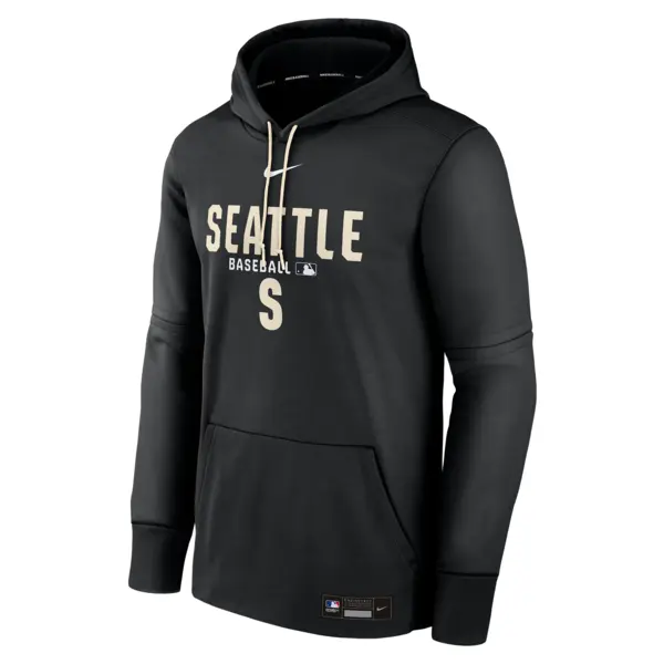 Nike Seattle Mariners Authentic Collection Therma Mlb Pullover Hoodie - Black