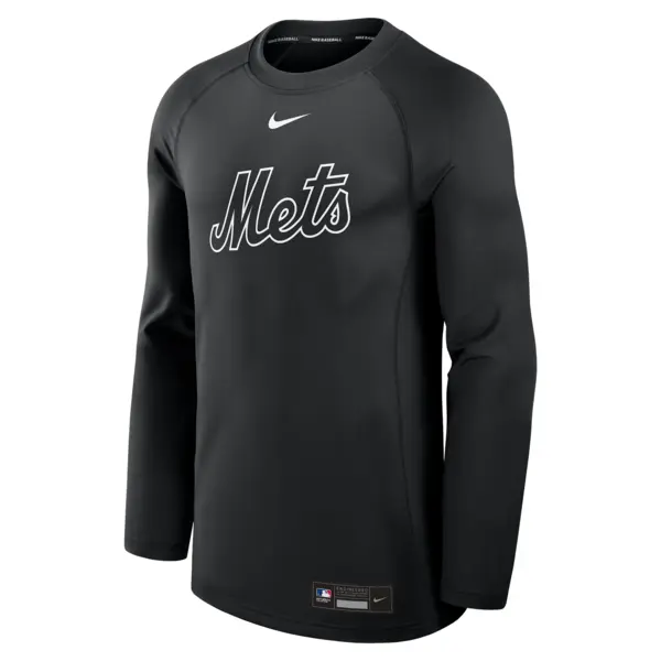 Nike New York Mets Authentic Collection Game Time Dri-fit Mlb Long-sleeve T-shirt - Black