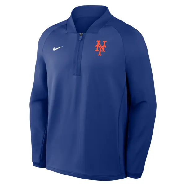 Nike New York Mets Authentic Collection Dri-fit Mlb 1/2-zip Long-sleeve Top - Blue