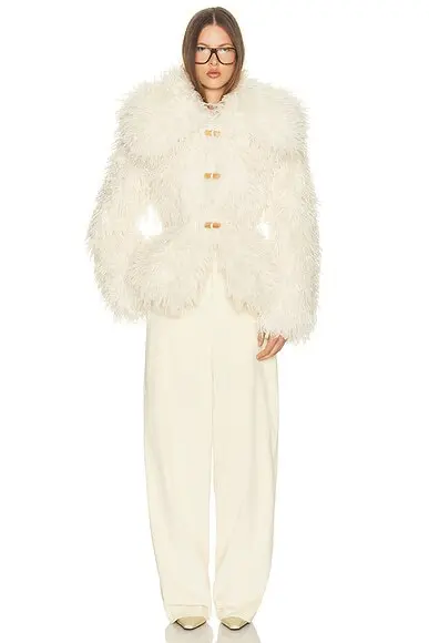 HELSA Faux Shearling Jacket With Dramatic Collar