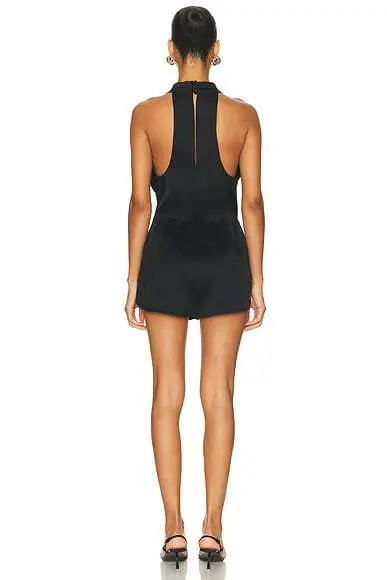 Simkhai Halia Draped Satin Romper