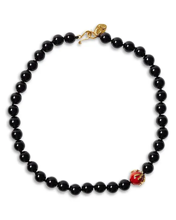Chan Luu Coral Encased Red Jasper Beaded Collar Necklace, 17 - Onyx
