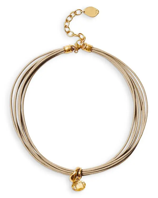 Chan Luu Gemstone Leather Pendant Necklace - Citrine