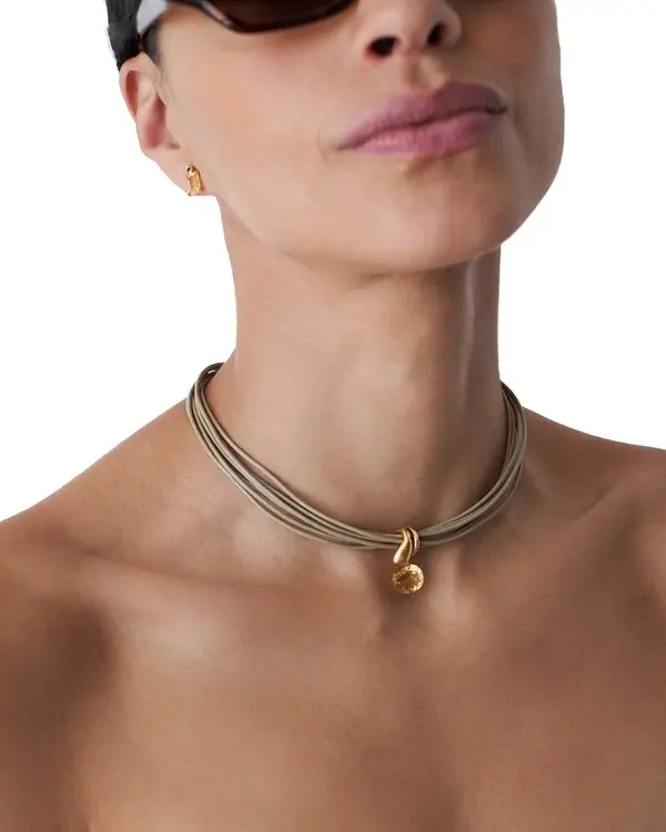 Chan Luu Gemstone Leather Pendant Necklace - Citrine