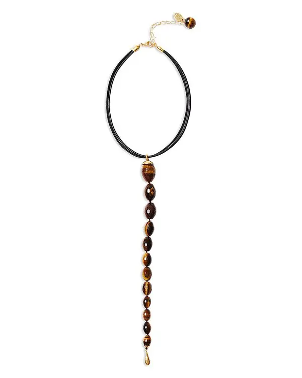 Chan Luu Tiger's Eye Multi Strand Leather Pendant Necklace, 15-19 - Tigers Eye