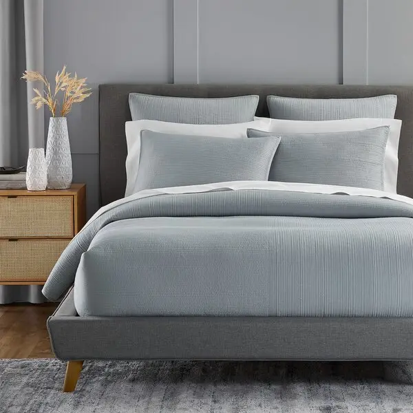 HUDSON PARK COLLECTION Linear Patch Sham Set, Euro Exclusive - Silver Ice