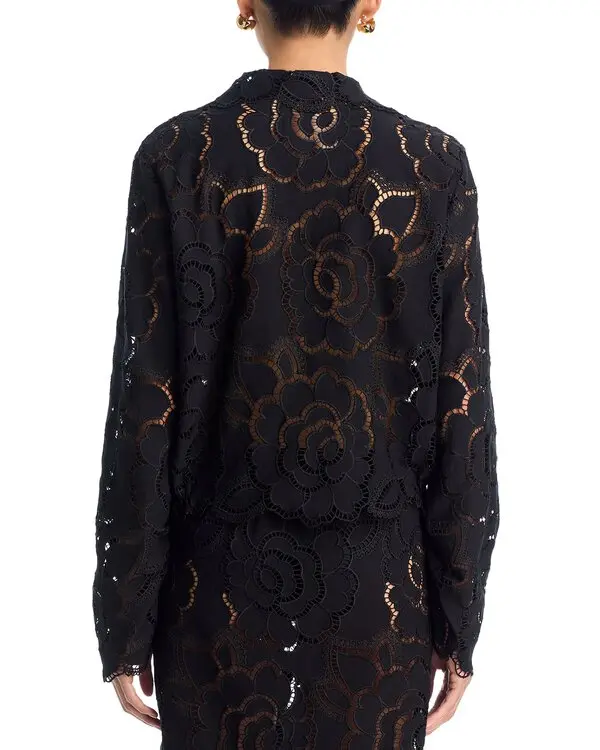 CISSA Long Sleeve V-neck Lace Shirt - Noir