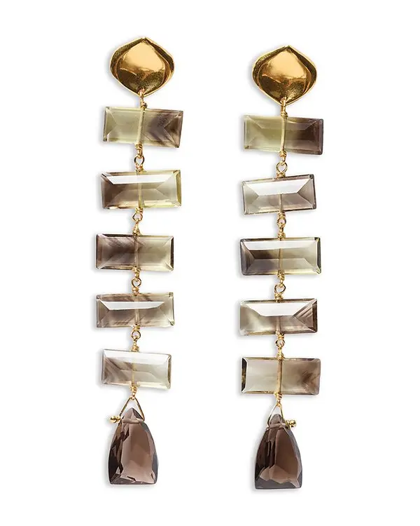Chan Luu Bio Quartz Linear Drop Earrings - Smokey Quartz