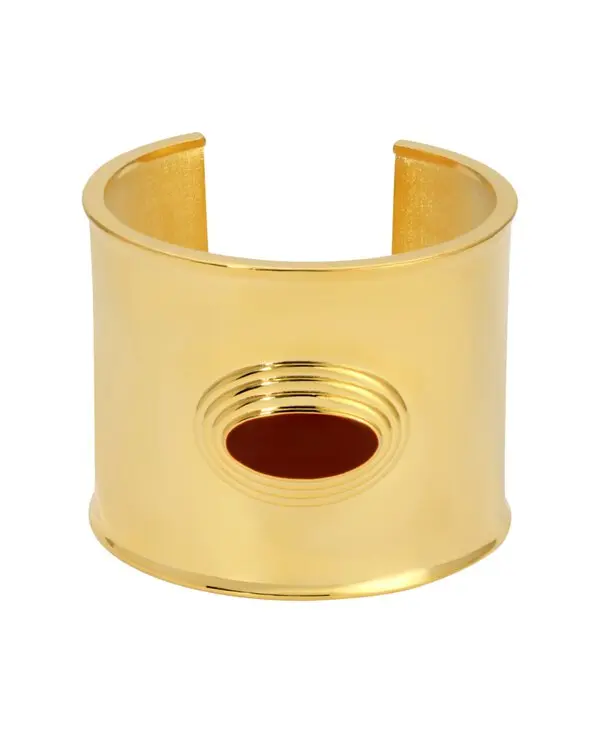 HEAVEN MAYHEM Matilde Cuff With Burgundy Enamel - Gold
