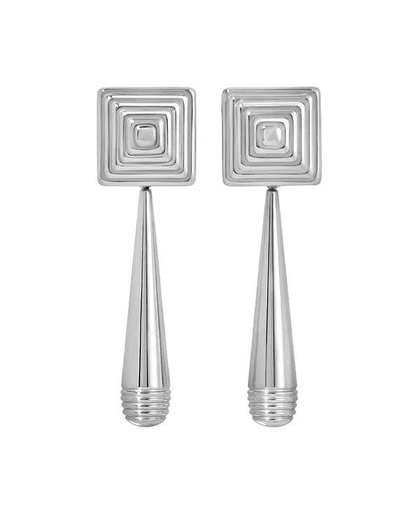 HEAVEN MAYHEM Iris Sculptural Drop Earrings - Silver