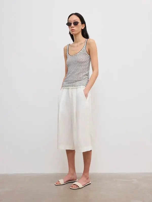 HOUSE OF DAGMAR Lace Knit Camisole Top - White Black