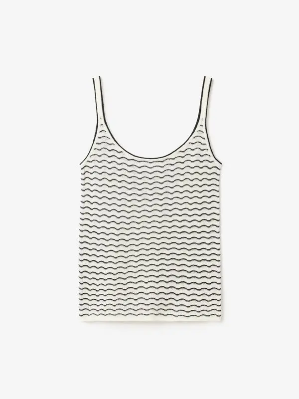 HOUSE OF DAGMAR Lace Knit Camisole Top - White Black