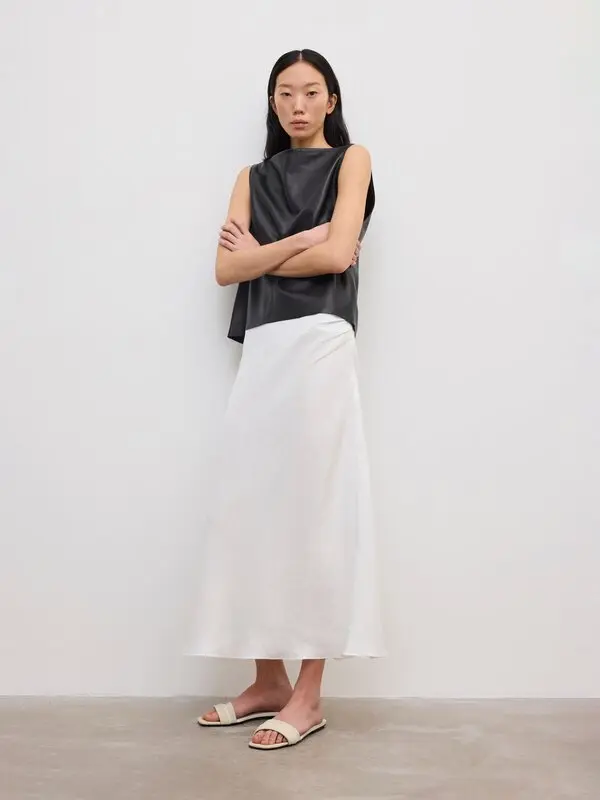 HOUSE OF DAGMAR Draped Midi Skirt - White