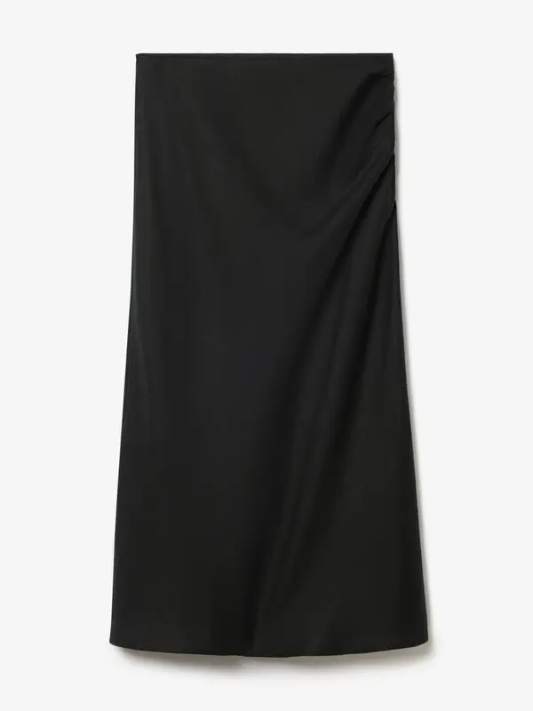 HOUSE OF DAGMAR Draped A-line Linen Blend Midi Skirt