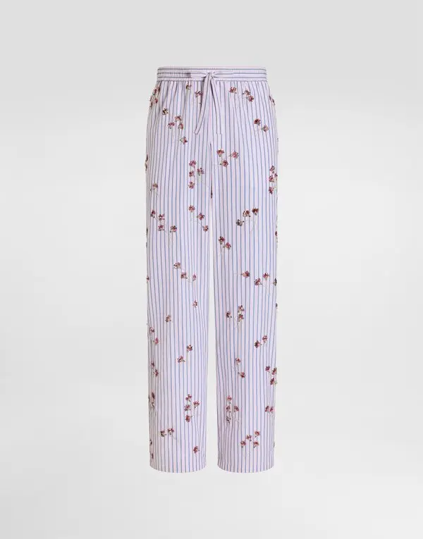 Dolce & Gabbana Cotton-silk Vanity Trousers With Embroidery - Multicolor