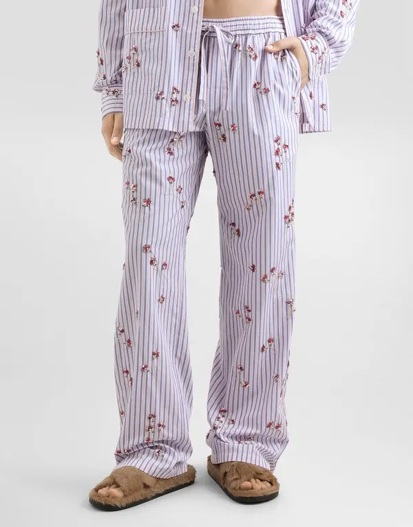 Dolce & Gabbana Cotton-silk Vanity Trousers With Embroidery