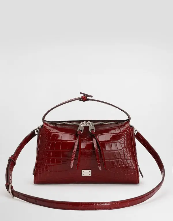 Dolce & Gabbana Vittoria Alligator Crossbody Bag - Red