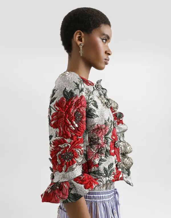 Dolce & Gabbana Floral Single-breasted Jacket With Ruffles - Multicolor