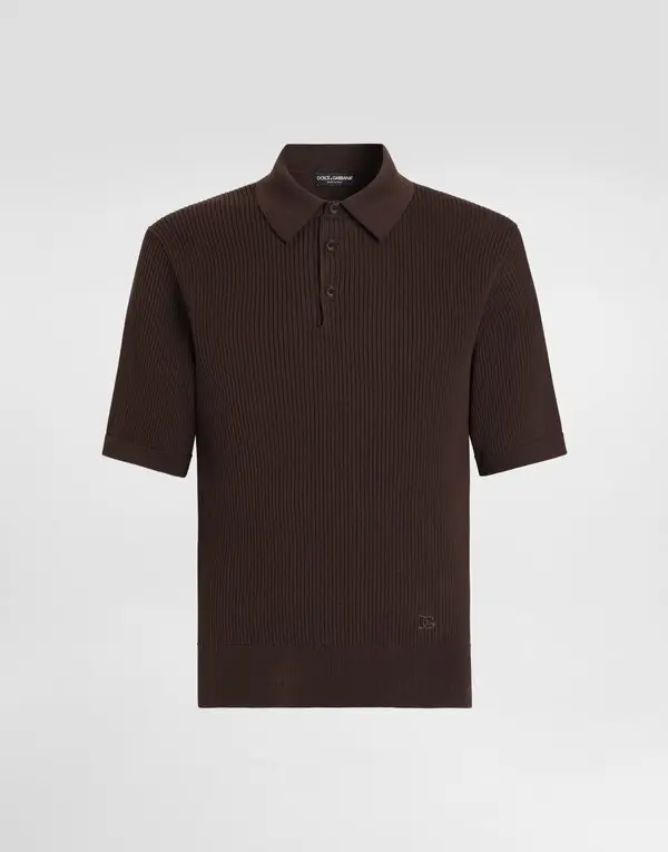 Dolce & Gabbana Micro-rib Cotton Polo Shirt - Brown