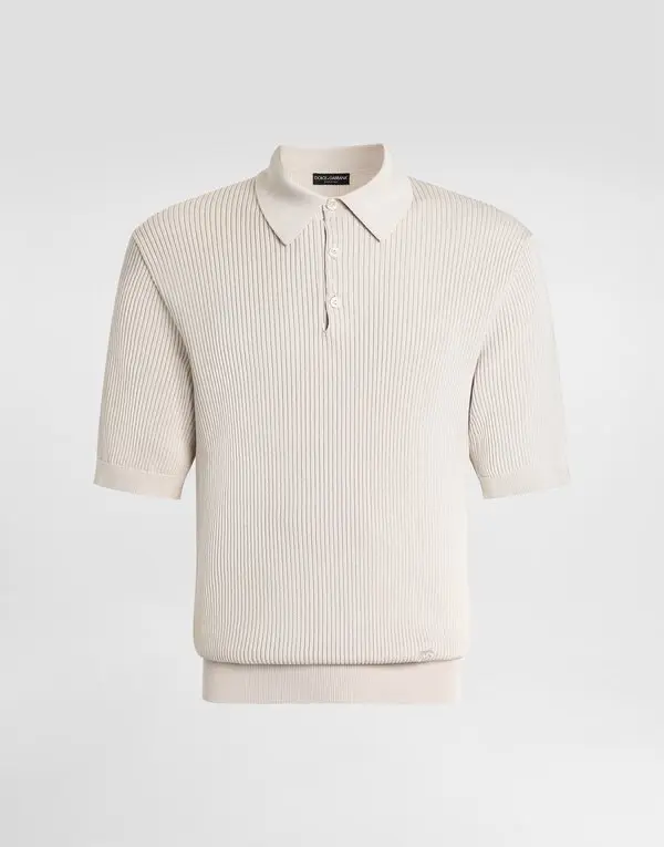 Dolce & Gabbana Micro-rib Cotton Polo Shirt - Cream