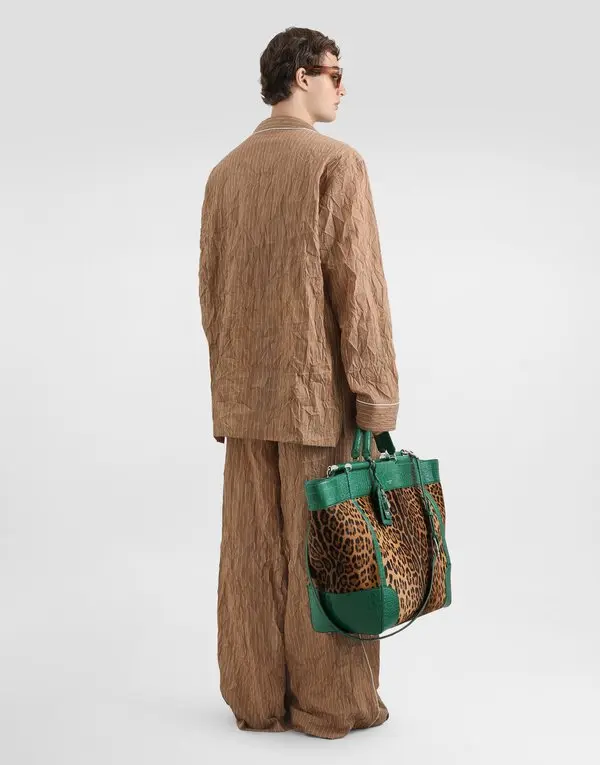 Dolce & Gabbana Crinkled Striped Fabric Shirt-style Vanity Robe