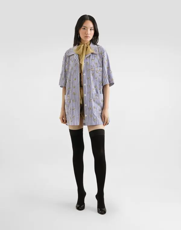 Dolce & Gabbana Poplin Shirt With Flower Embroidery