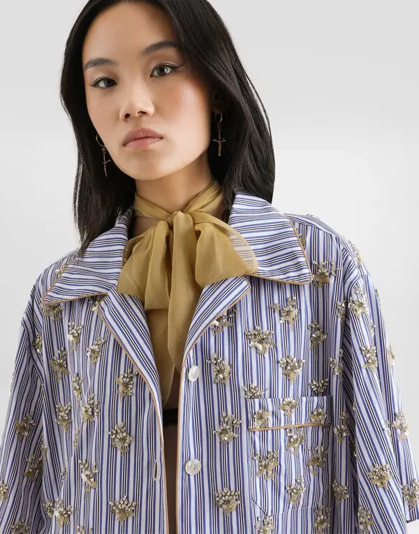 Dolce & Gabbana Poplin Shirt With Flower Embroidery