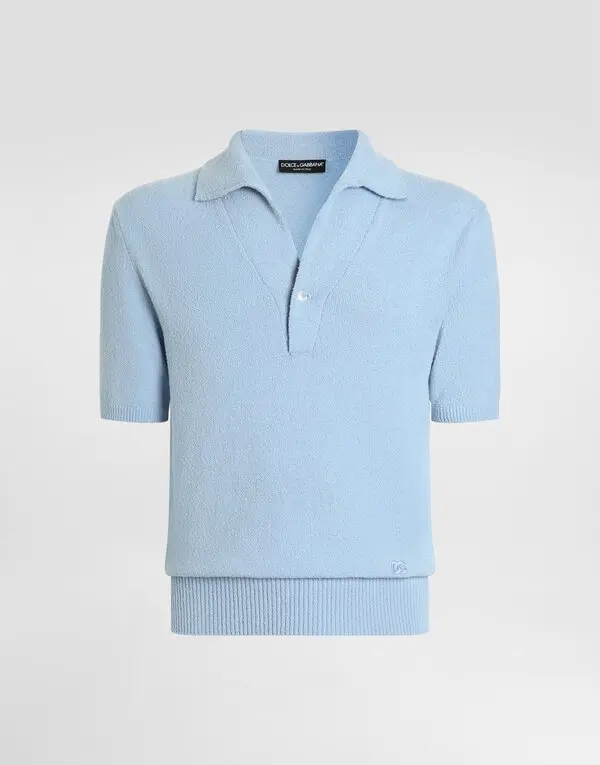 Dolce & Gabbana Smooth Knit Polo Shirt - Azure