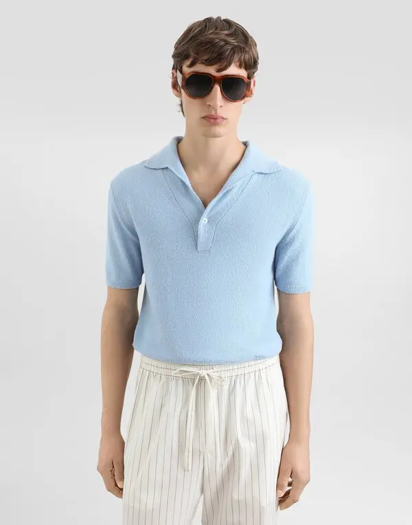 Dolce & Gabbana Smooth Knit Polo Shirt - Azure