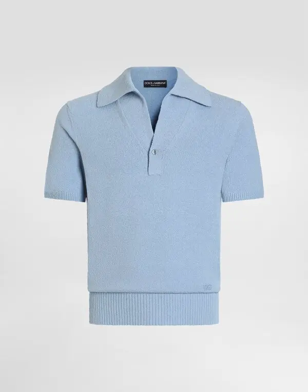 Dolce & Gabbana Smooth Knit Polo Shirt - Azure