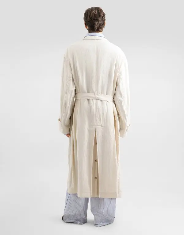 Dolce & Gabbana Cotton-linen Trench Coat With Buttons - White