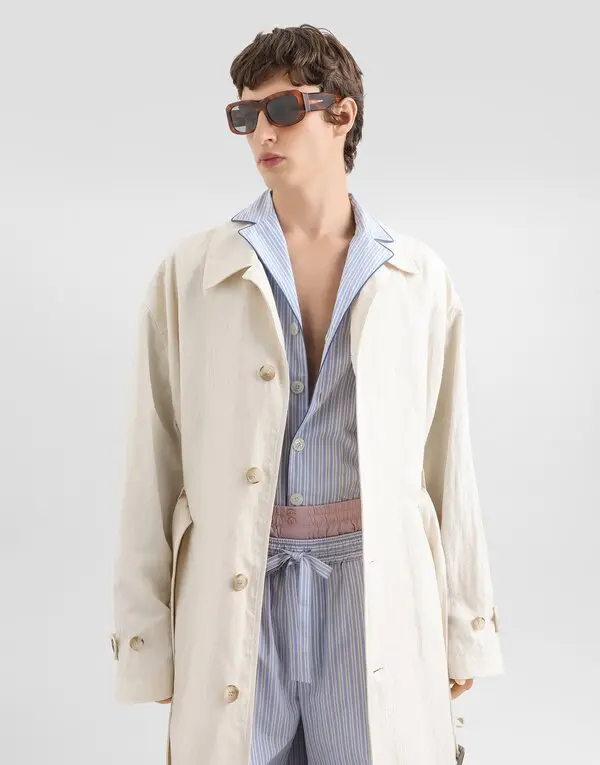 Dolce & Gabbana Cotton-linen Trench Coat With Buttons - White