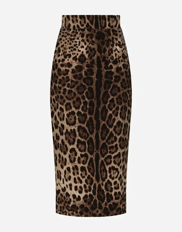 Dolce & Gabbana Leopard-print Double Crepe Calf-length Skirt - Animal Print