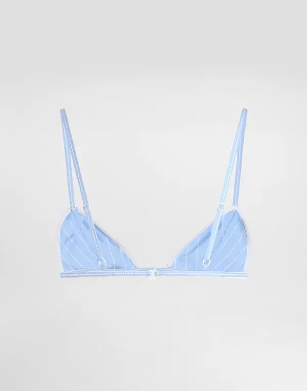Dolce & Gabbana Striped Poplin Bra With Embroidery - Multicolor