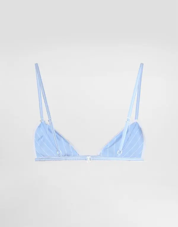 Dolce & Gabbana Striped Poplin Bra With Embroidery - Multicolor