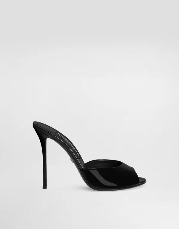 Dolce & Gabbana Keira Patent Leather Mules - Black