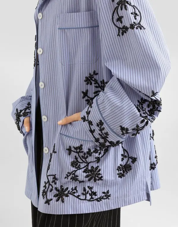 Dolce & Gabbana Cotton Vanity Shirt With Floral Embroidery - Multicolor