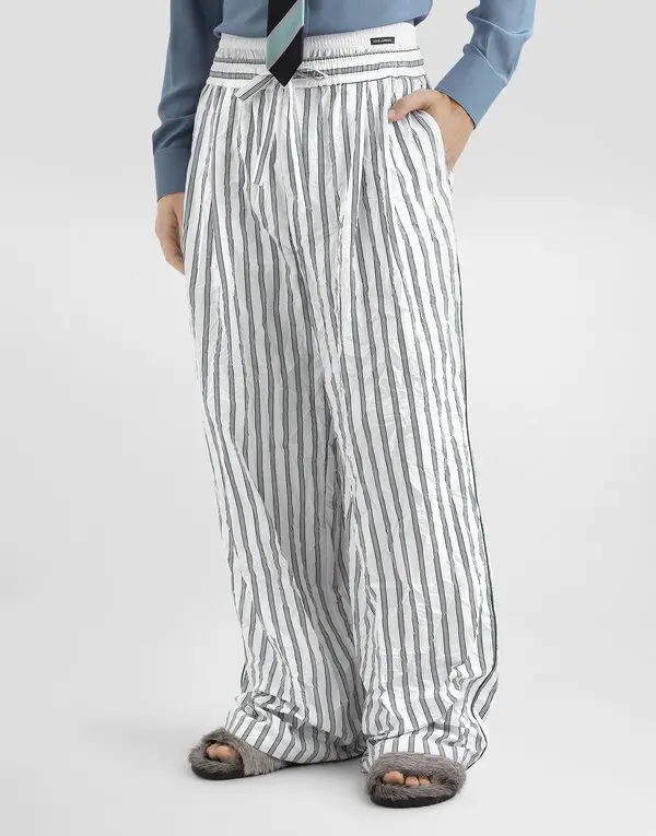 Dolce & Gabbana Striped Crinkled Poplin Trousers - Multicolor
