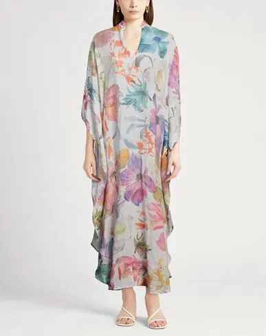 120% Lino Floral-print Linen Maxi Kaftan Dress