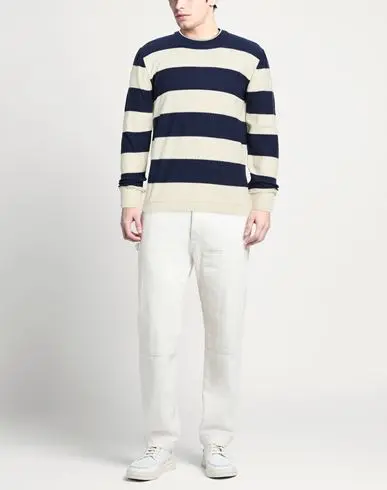 WOOL & CO Pointelle Knit Striped Cotton Sweater