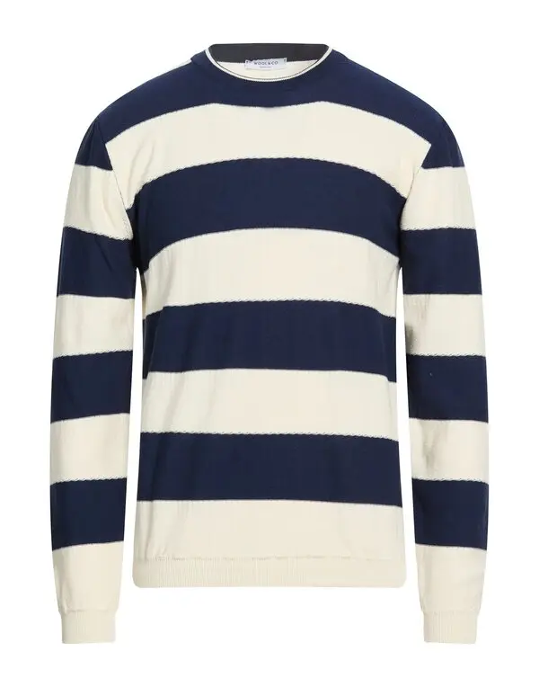WOOL & CO Pointelle Knit Striped Cotton Sweater