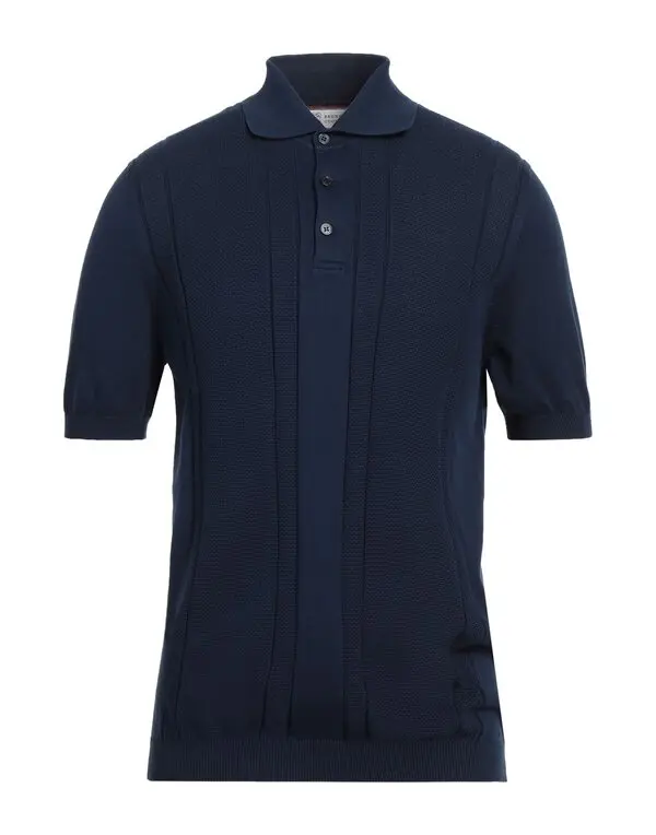 Brunello Cucinelli Cotton Knit Polo - Blue