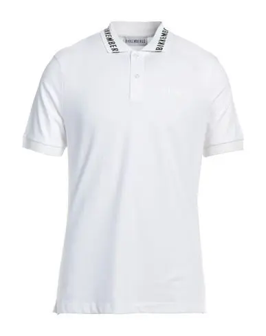 BIKKEMBERGS Polo Shirt Size Cotton, Elastane - White