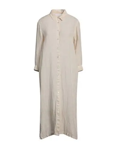 120% Lino Midi Dress Size Linen - Beige