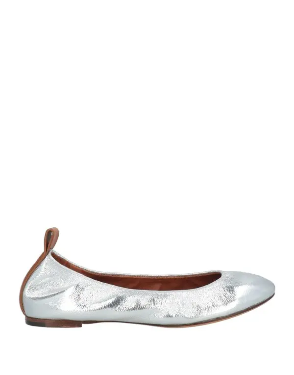 LANVIN Ballet Flats In Platinum Goat Skin And Calfskin - Silver