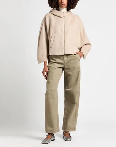 Max Mara Flannel Cape With Leather Trim